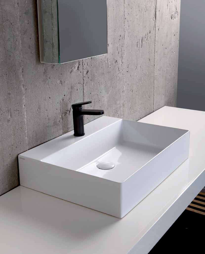 Azzurra Elegance Square wastafel 50x45cm zonder overloop met 1 kraangat ...