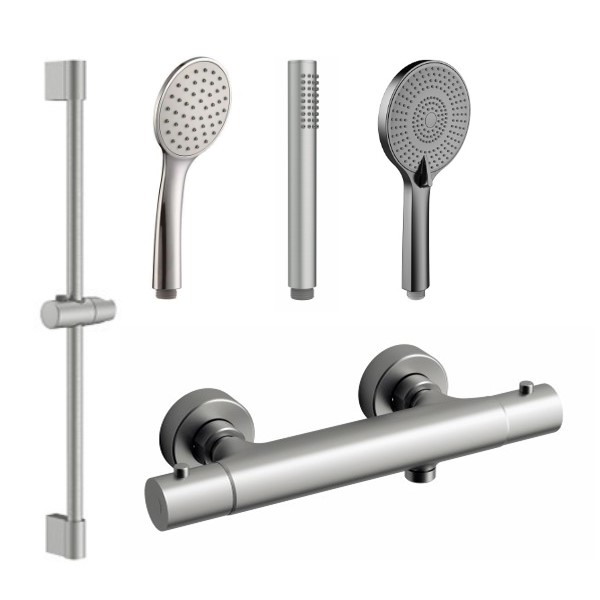 Wolfsburg Slide glijstang rvs look 70cm met thermostatische tilo ...